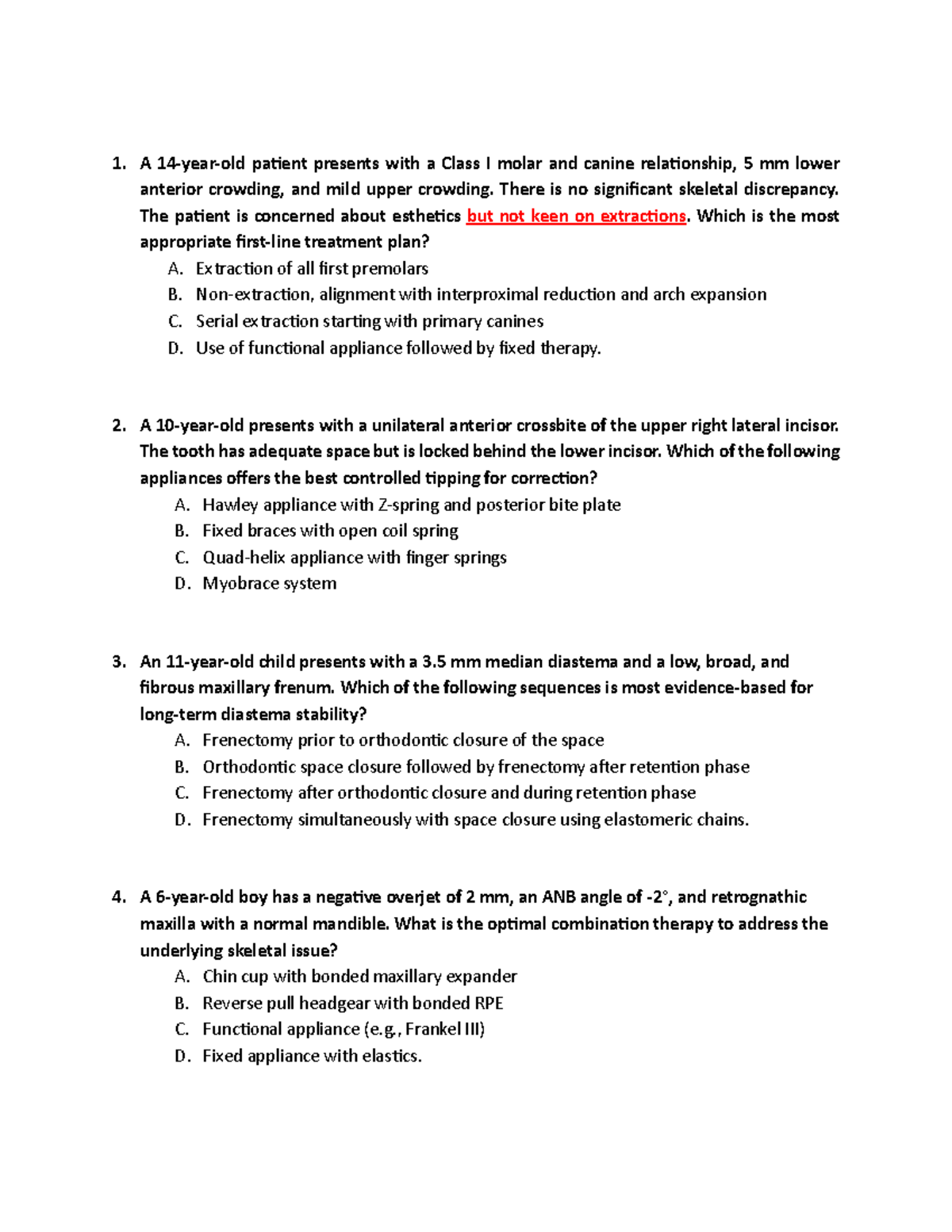 Orthodontic Cases Scenarios: Treatment Plans & Appliance Choices - Studocu