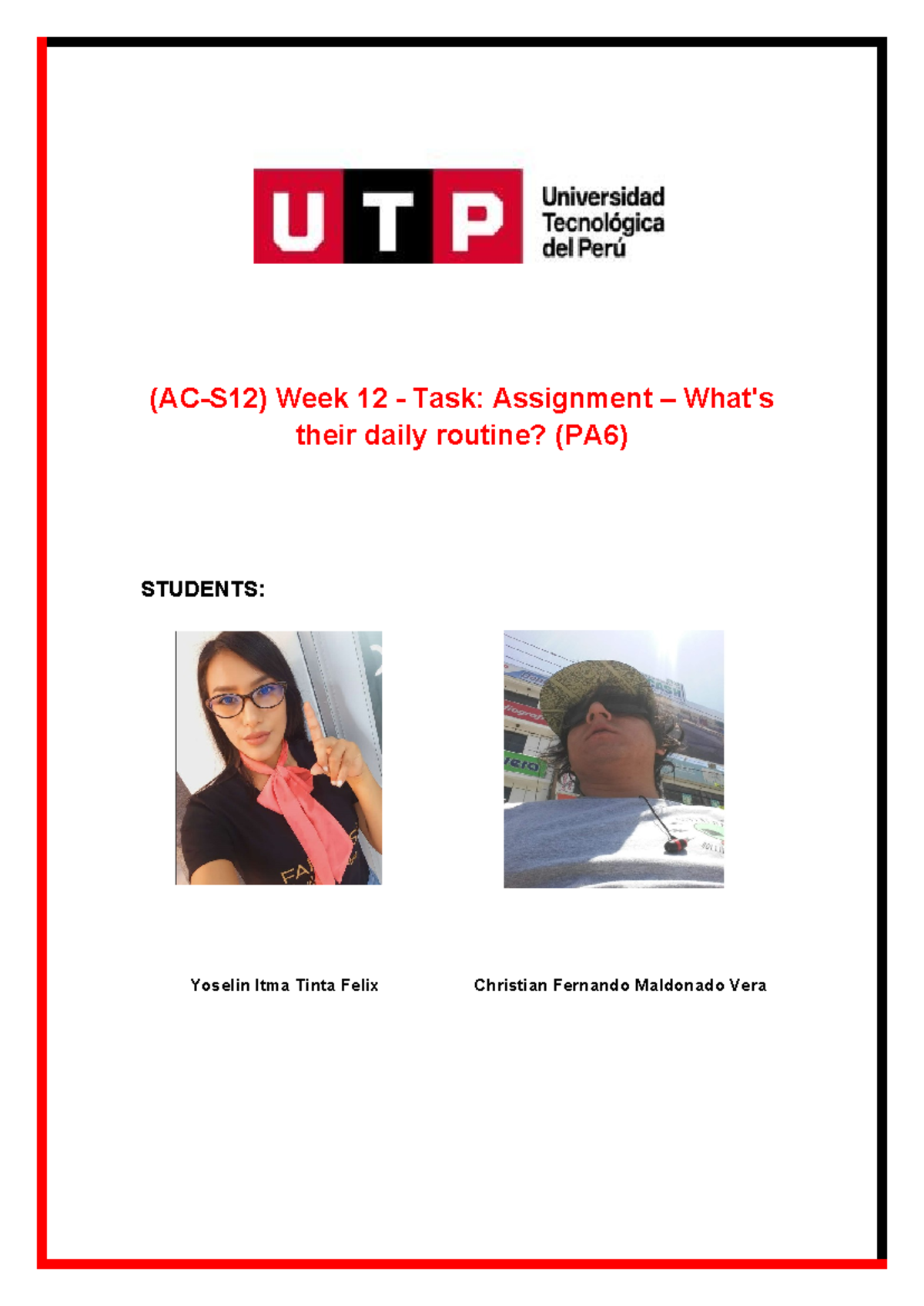 AC-S12 Week 12 Task 12 - Daily Routine Assignment Insights - Studocu