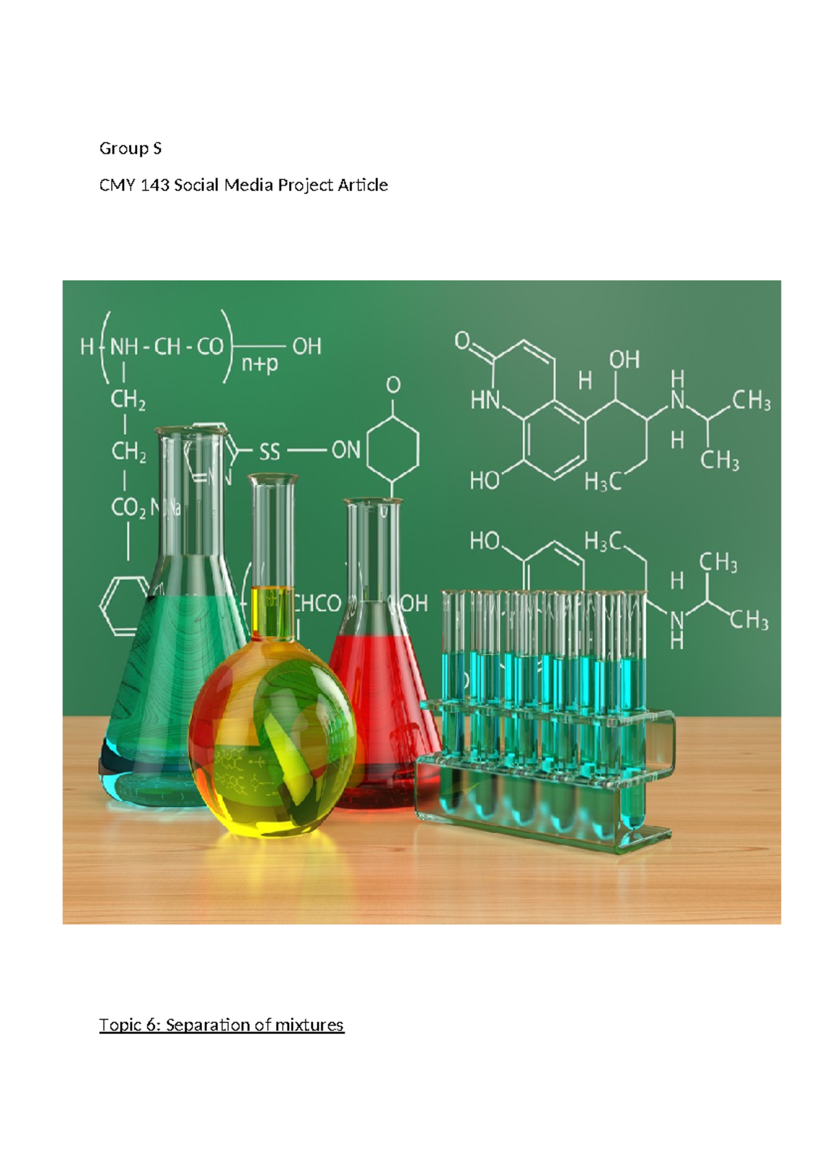 CMY 143 Social Media Project: Separation of Mixtures Explained - Studocu