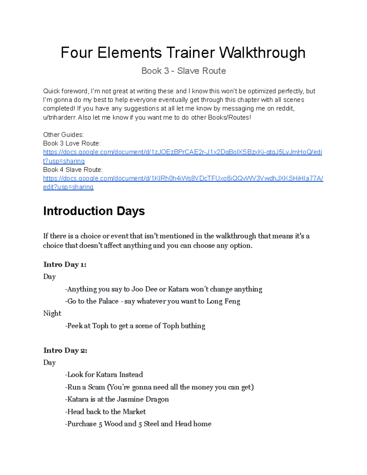 Book 3 Slave Route Walkthrough for Four Elements Trainer Guide - Studocu