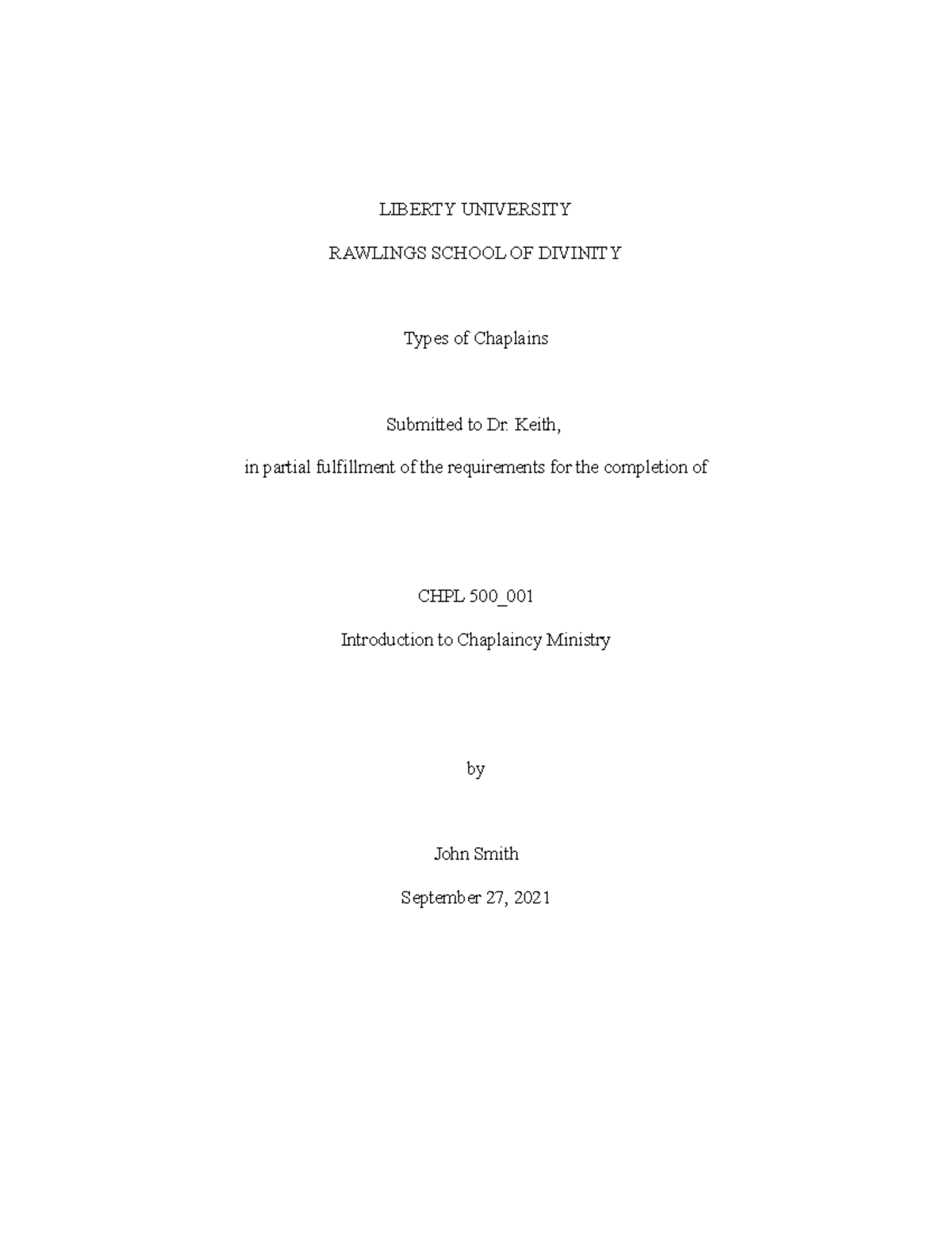 Types of Chaplains: An Overview of Various Ministries in CHPL 500 - Studocu