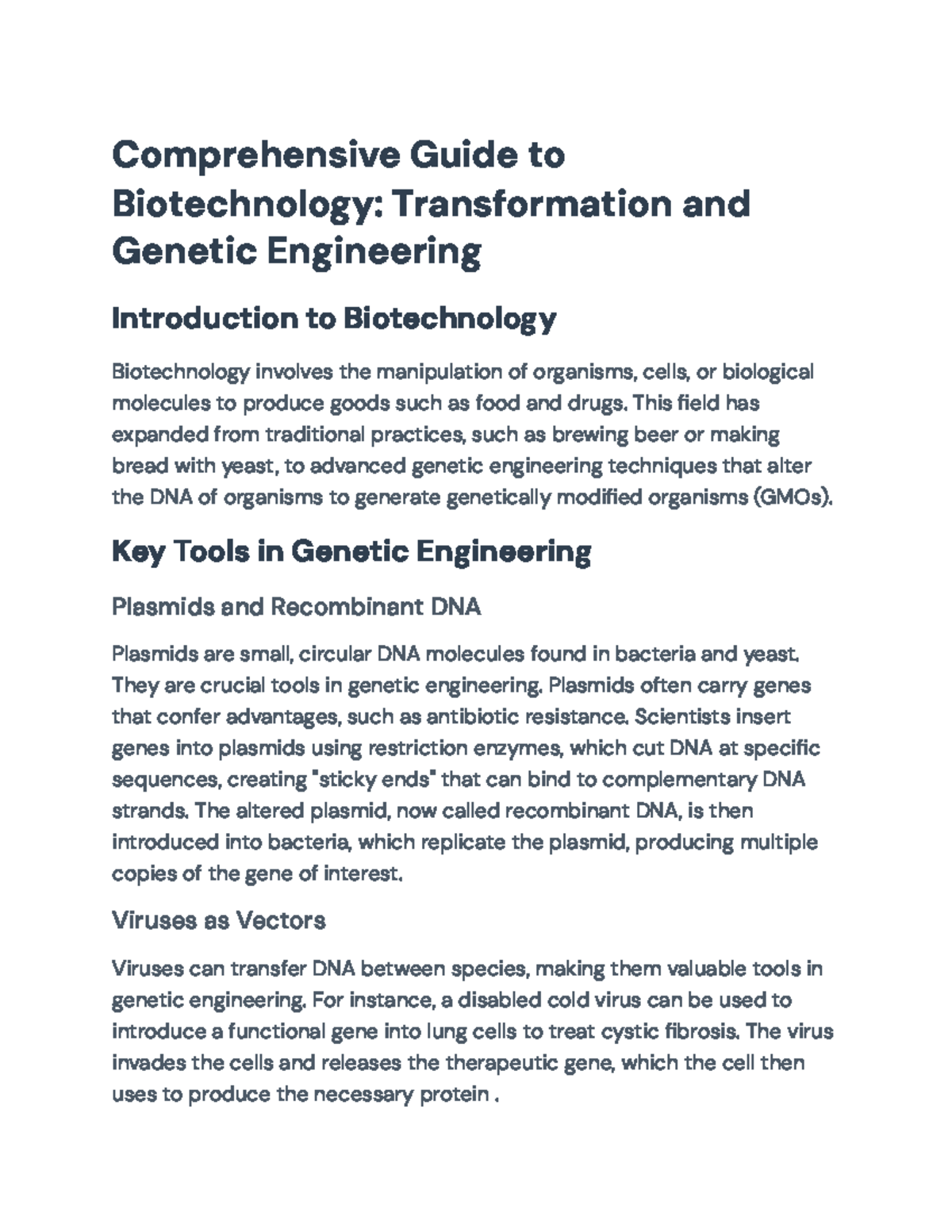 Comprehensive Guide to Biotechnology: Transformation & Genetic ...