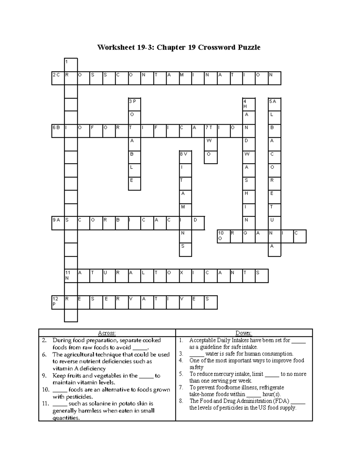 Worksheet 19-3 - Crossword Puzzle on Basic Nutrition Concepts - Studocu