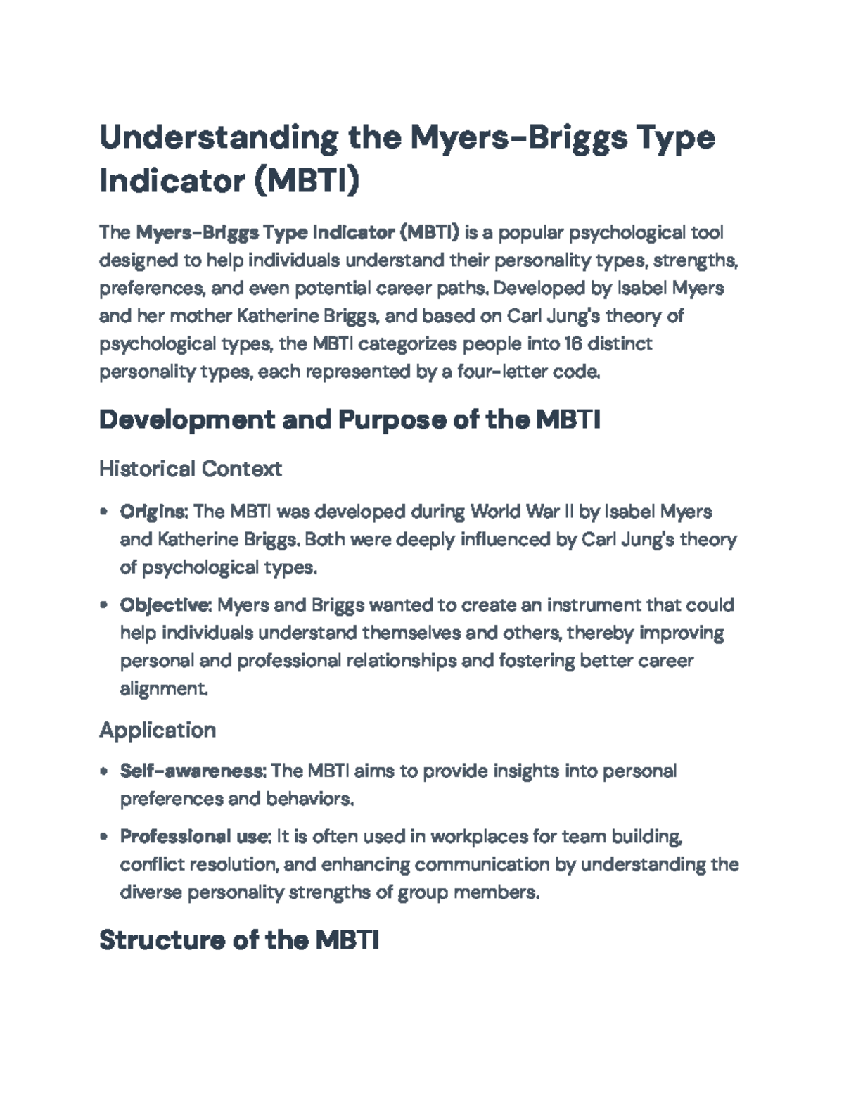 Understanding the Myers-Briggs Type Indicator (MBTI) for Personal ...