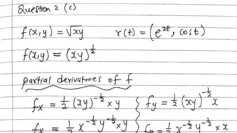 Partial Derivatives and Evaluations of f(x,y) in Question 2 - Studocu