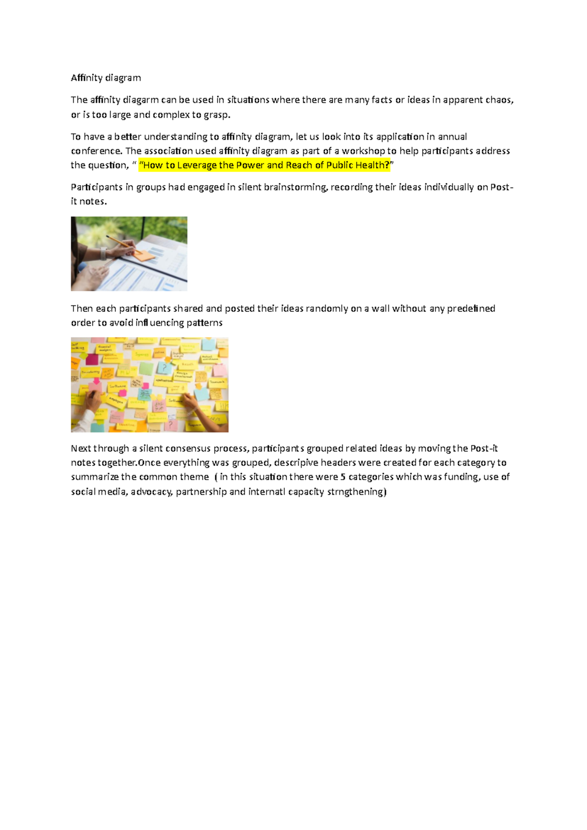 Affinity diagram - use at own risk - Affinity diagram The affinity ...