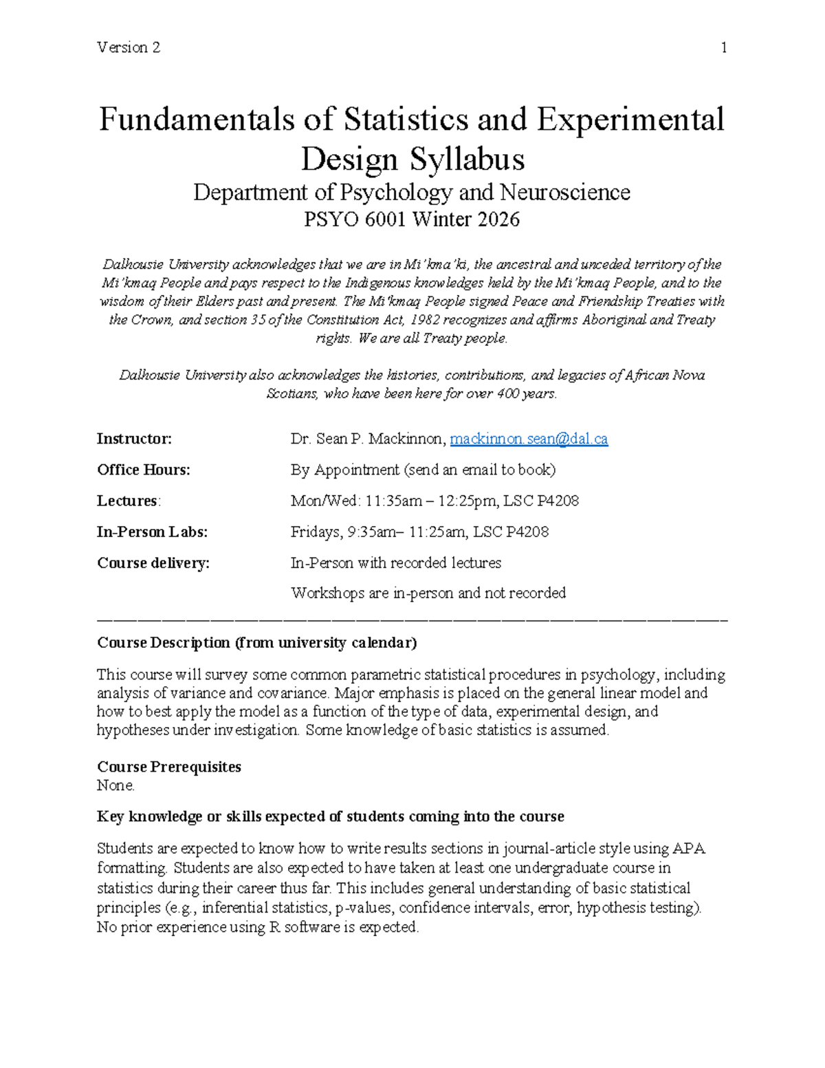 PSYO 6001 Winter 2026: Fundamentals of Statistics & Experimental Design ...