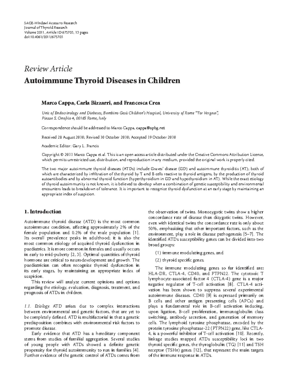 Autoimmune Thyroid Diseases in Children: A Comprehensive Review (2010 ...