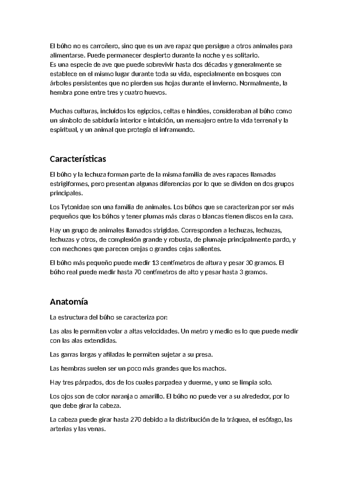 Características, Anatomía y Nutrición del Búho: Un Estudio Completo ...