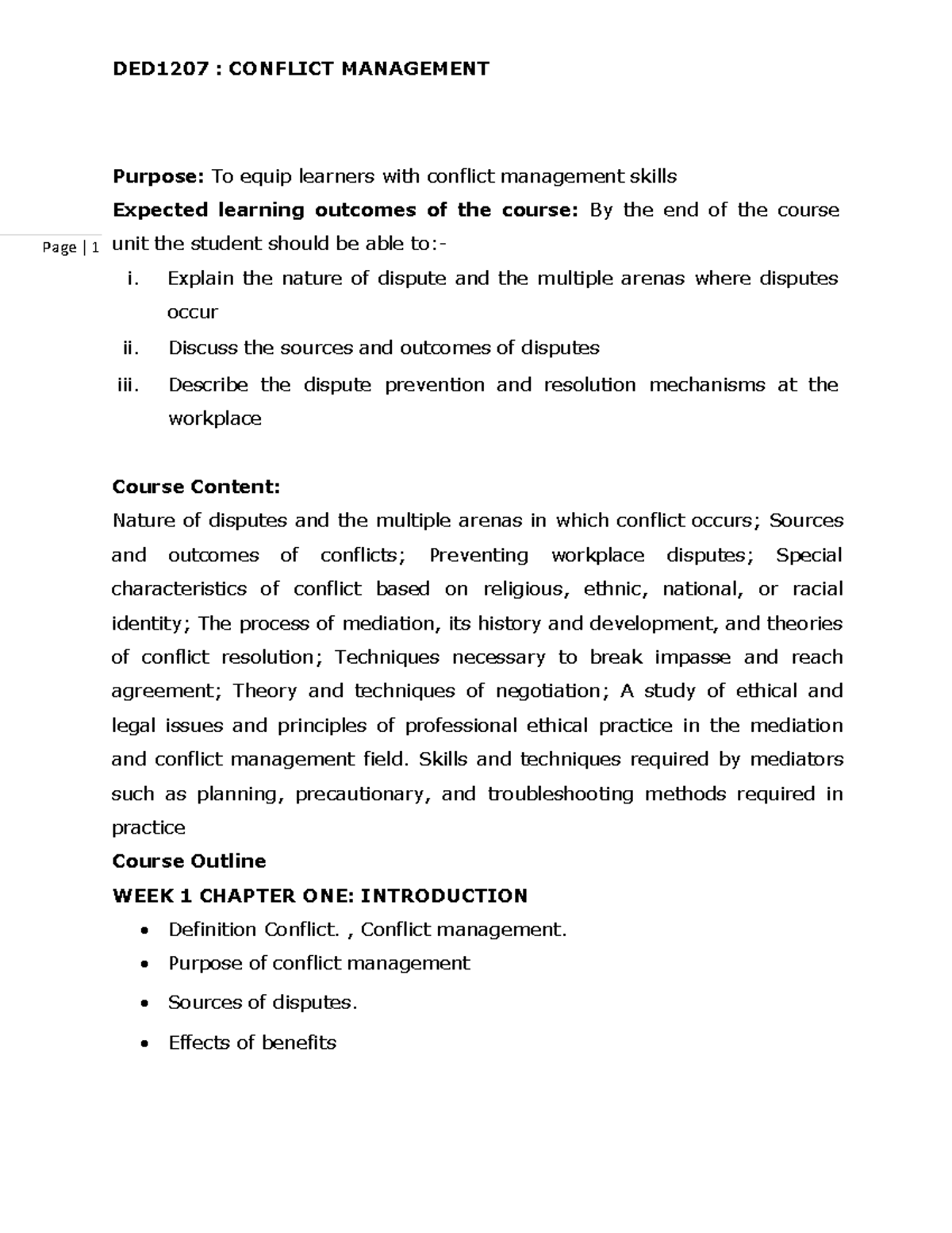 DED1207: Final Notes on Conflict Management Strategies - Studocu