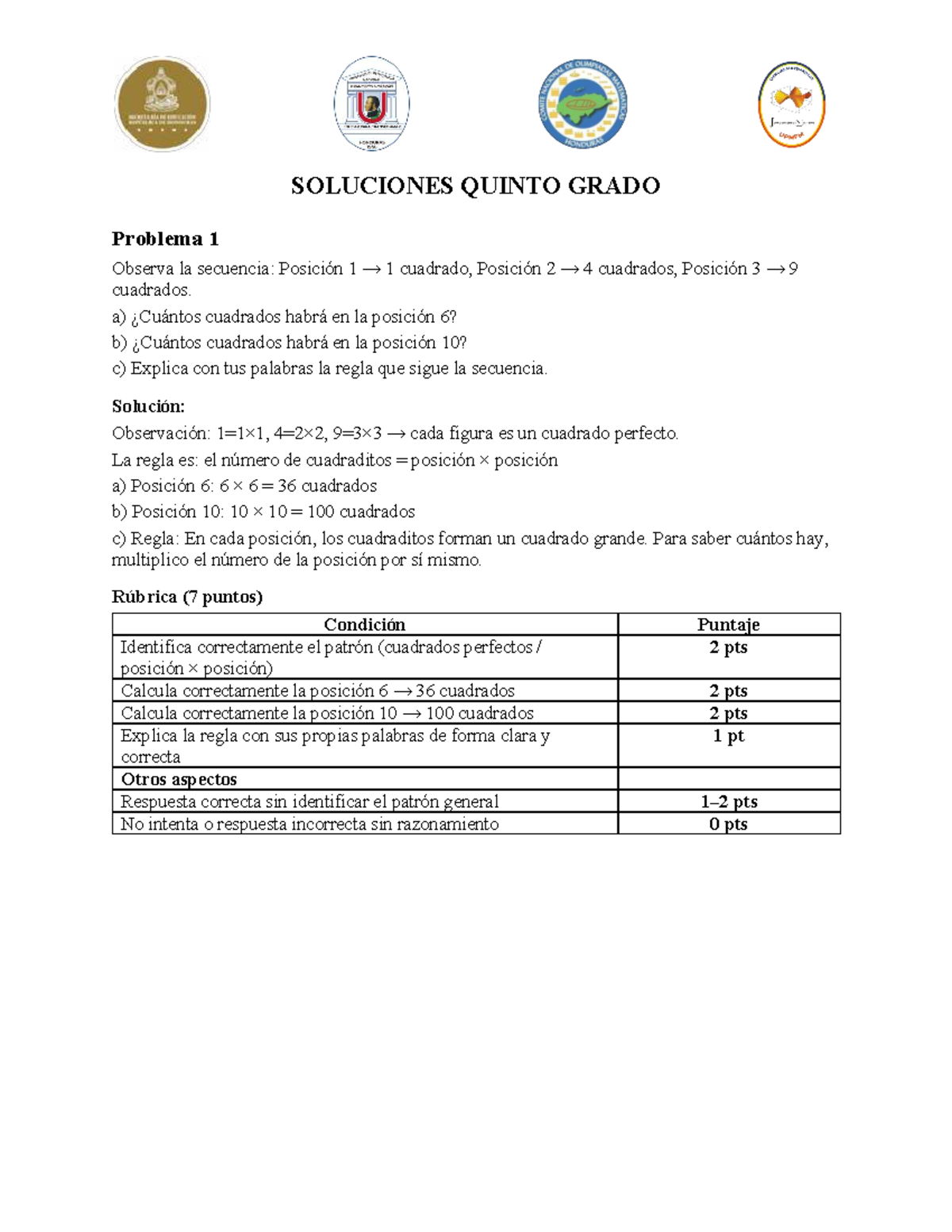 Soluciones Quinto Grado: Problemas de Matemáticas y Razonamiento - Studocu