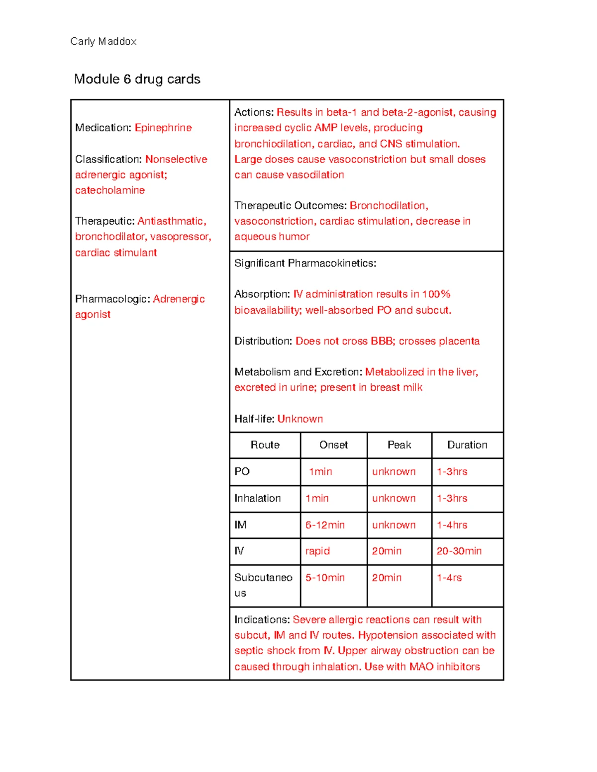 Albuterol Drug Card - Medication Name: Albuterol Classification ...