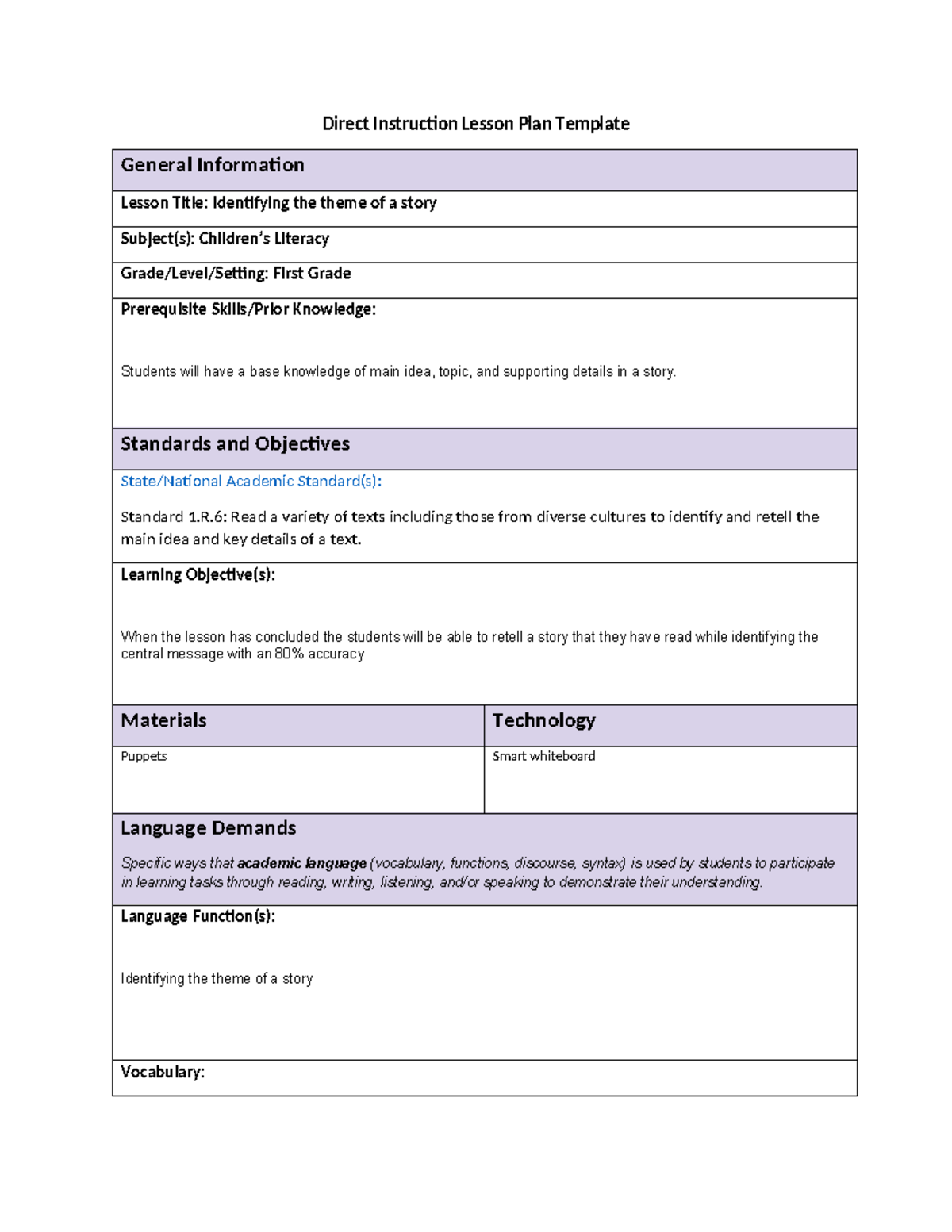 ENM3 TASK 1 - Passed - Direct Instruction Lesson Plan Template General ...
