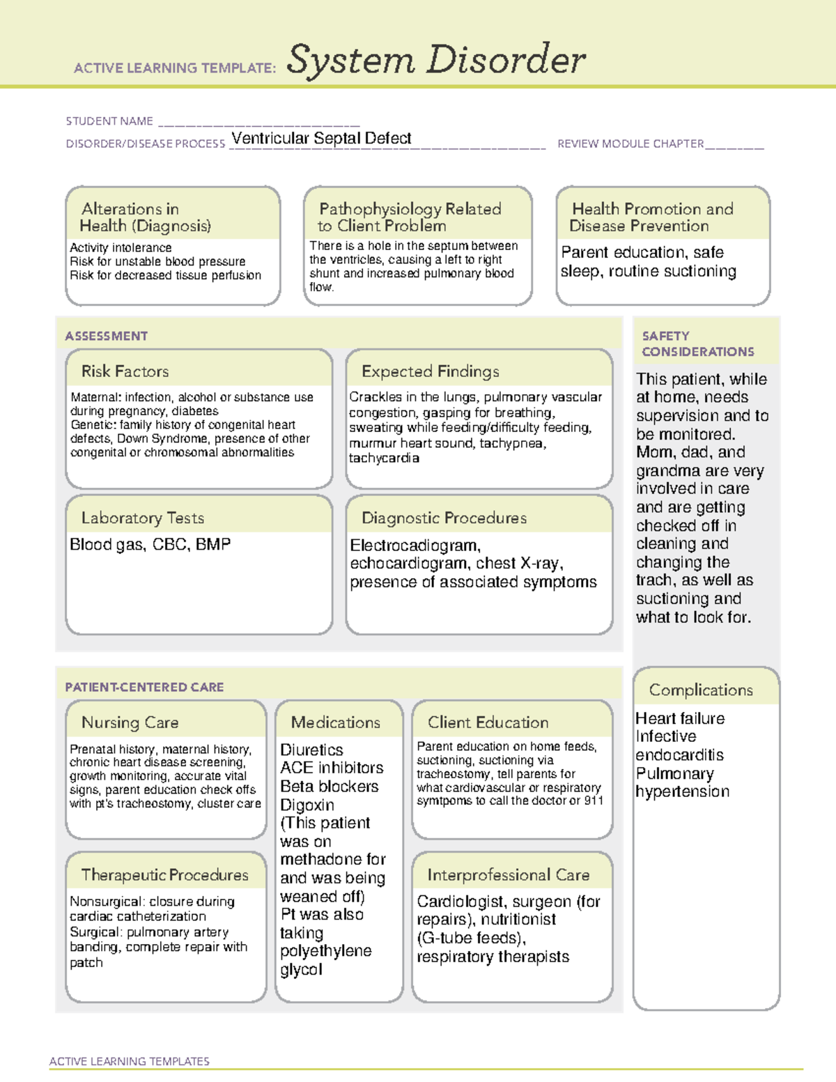 Ventricular Septal Defect ATI Template - ACTIVE LEARNING TEMPLATES ...