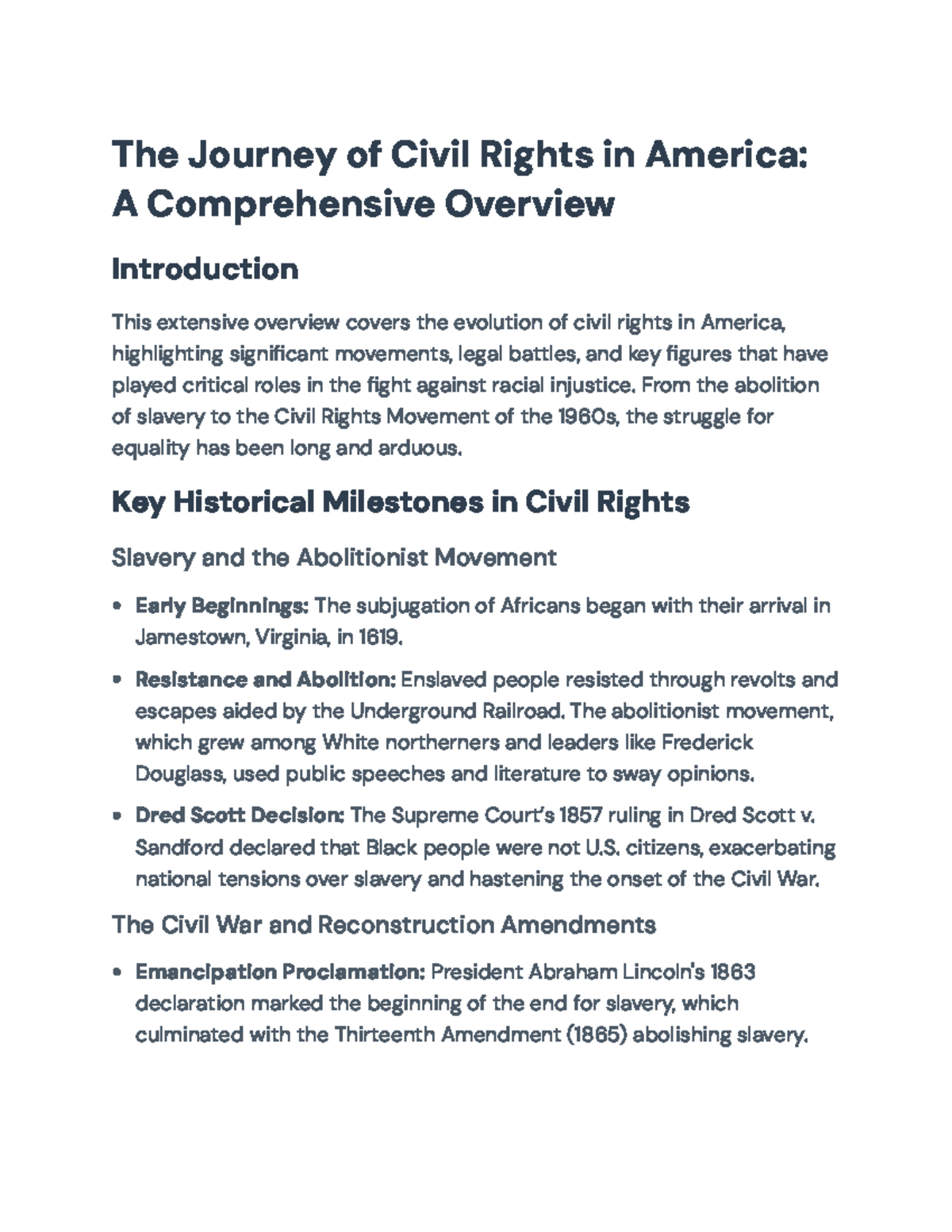 Evolution of Civil Rights in America: Key Movements & Milestones - Studocu