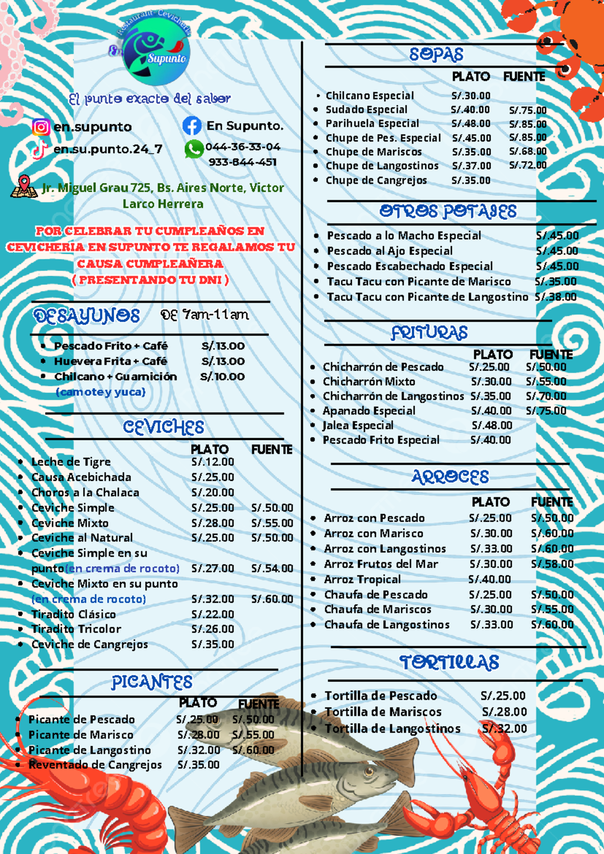 Menú para Restaurantes o Bares con lista de platos y precios por ...