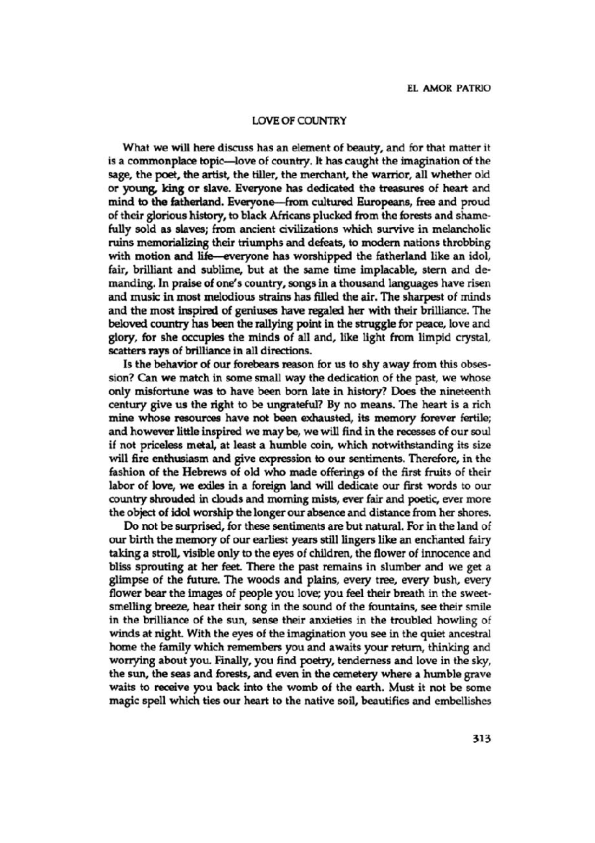 El Amor Patrio (Love of Country) - EL AMOR PATRIO LOVE OF COUNTRY What ...