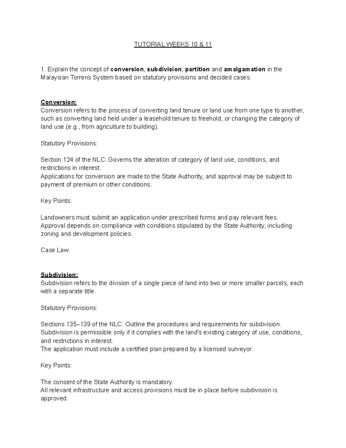 Tuto Land Weeks 10 & 11: Conversion, Subdivision, Partition ...