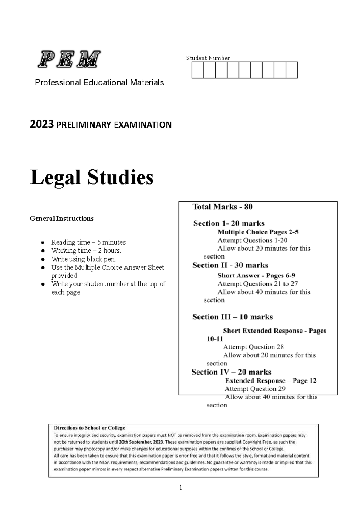Preliminary Exam Practice Paper for Legal Studies (2023) - Studocu