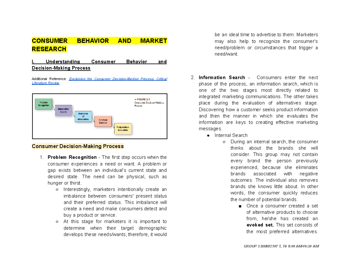 BMM 2107: Consumer Behavior & Market Research Insights - Studocu