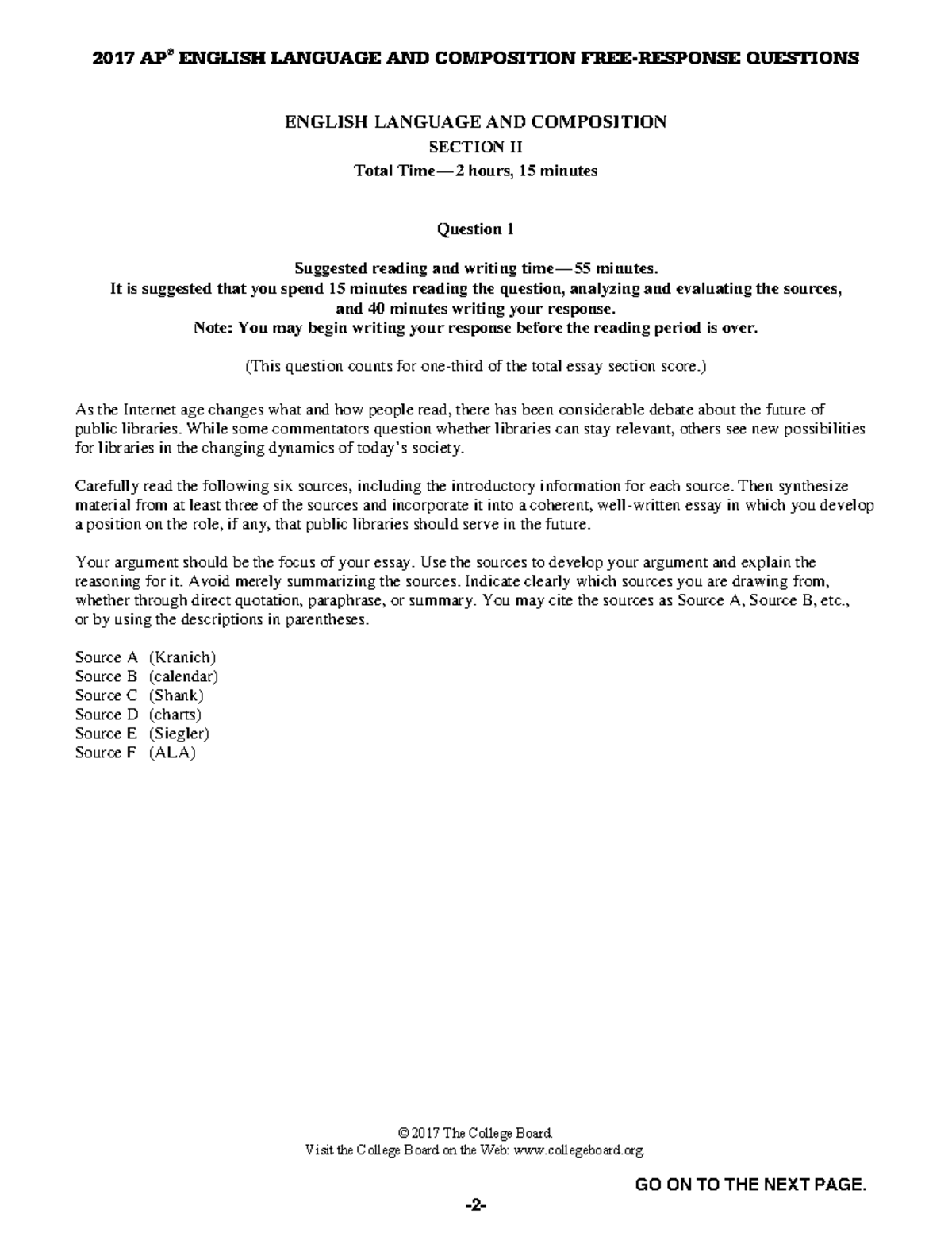 AP English Language Comp FRQ1 Synthesis: The Future of Libraries - Studocu