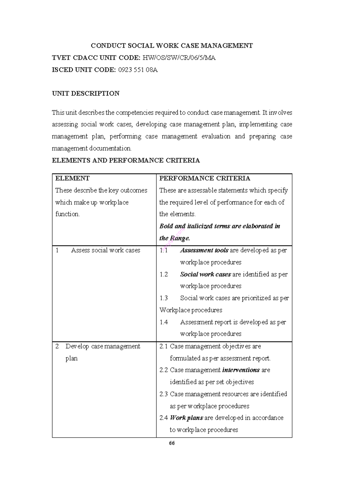 Social Work Case Management: TVET CDACC ISCED 0923 551 08A Guide - Studocu