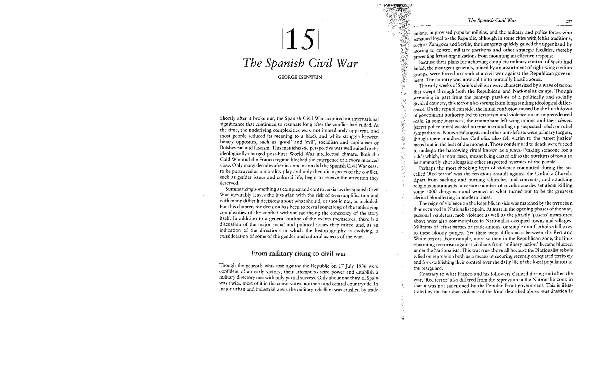 Midterm Study Guide for Course 101: Spanish Civil War Insights - Studocu