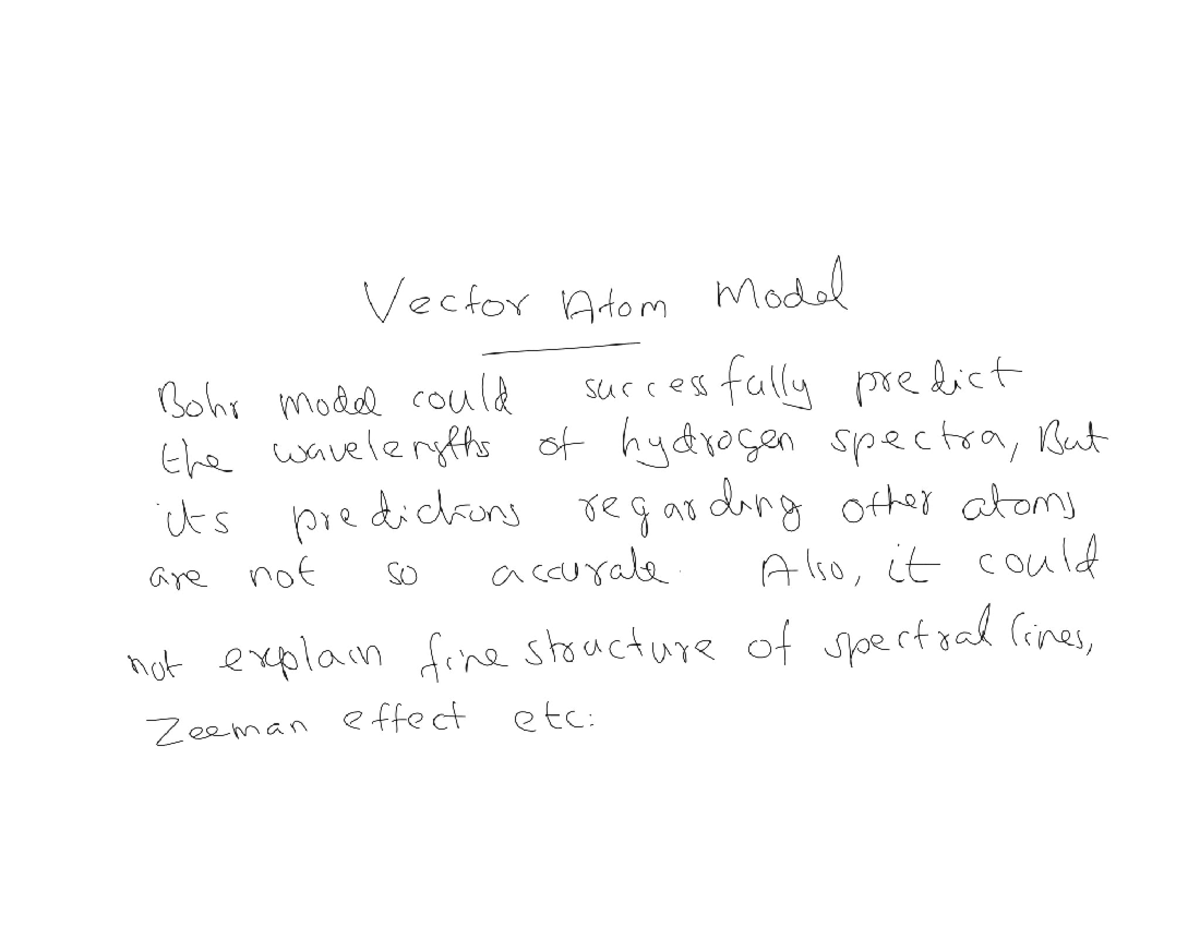 VAM 101: Vector Atom Model and Hydrogen Spectra Analysis - Studocu