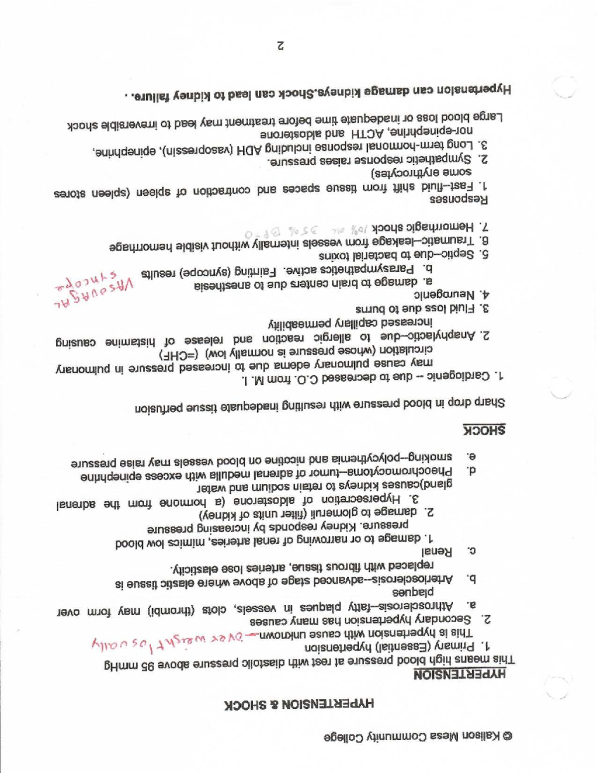 Hypertension and Shock Overview - Kalison Mesa CC Notes - Studocu