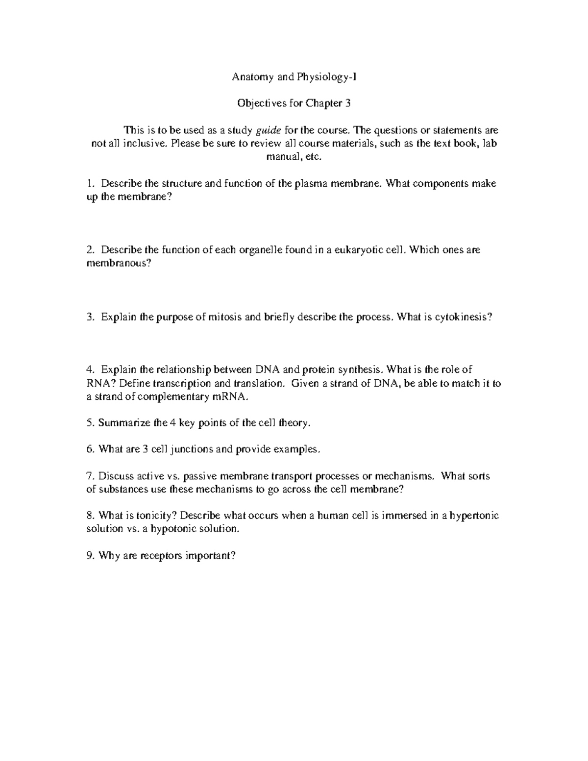 Anatomy and Physiology-I: Chapter 3 Study Guide - Studocu