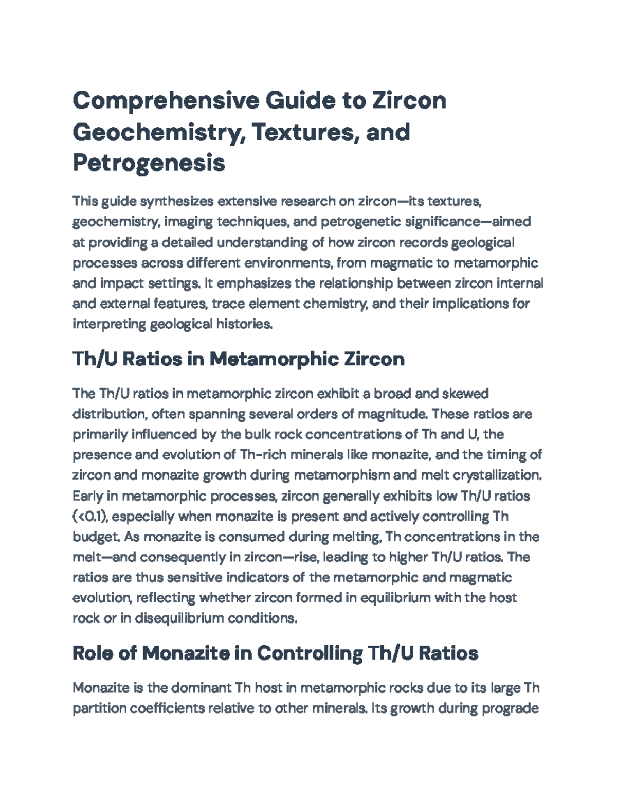 Comprehensive Guide to Zircon Geochemistry and Petrogenesis (GEOL 401 ...