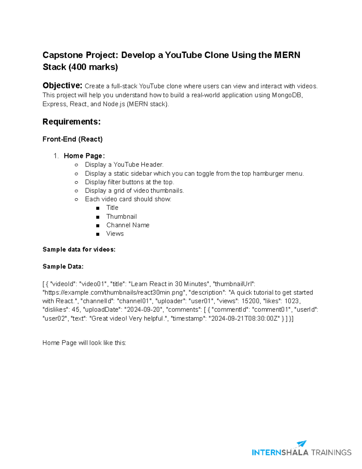 MERN Stack | Capstone Project: YouTube Clone Development Guide - Studocu