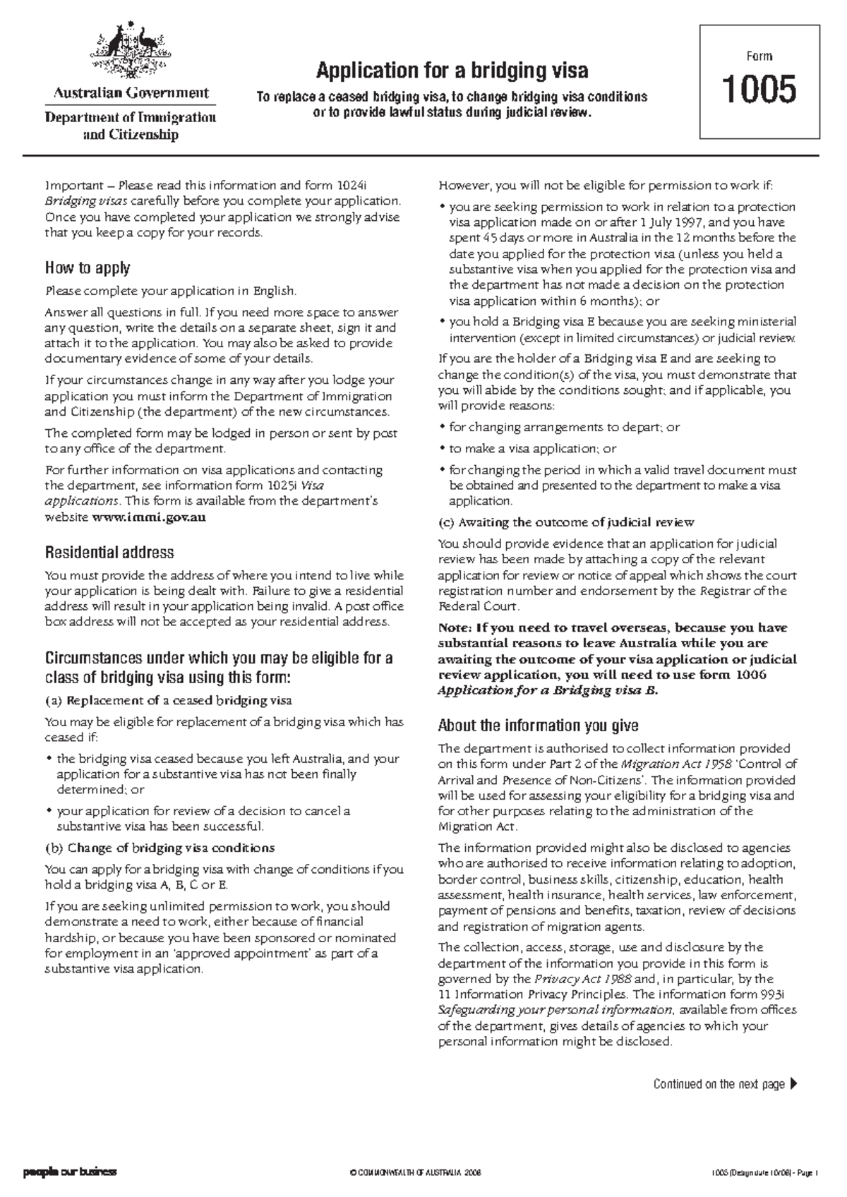 1005 Form - i want help in this assignment. - © COMMONWEALTH OF ...