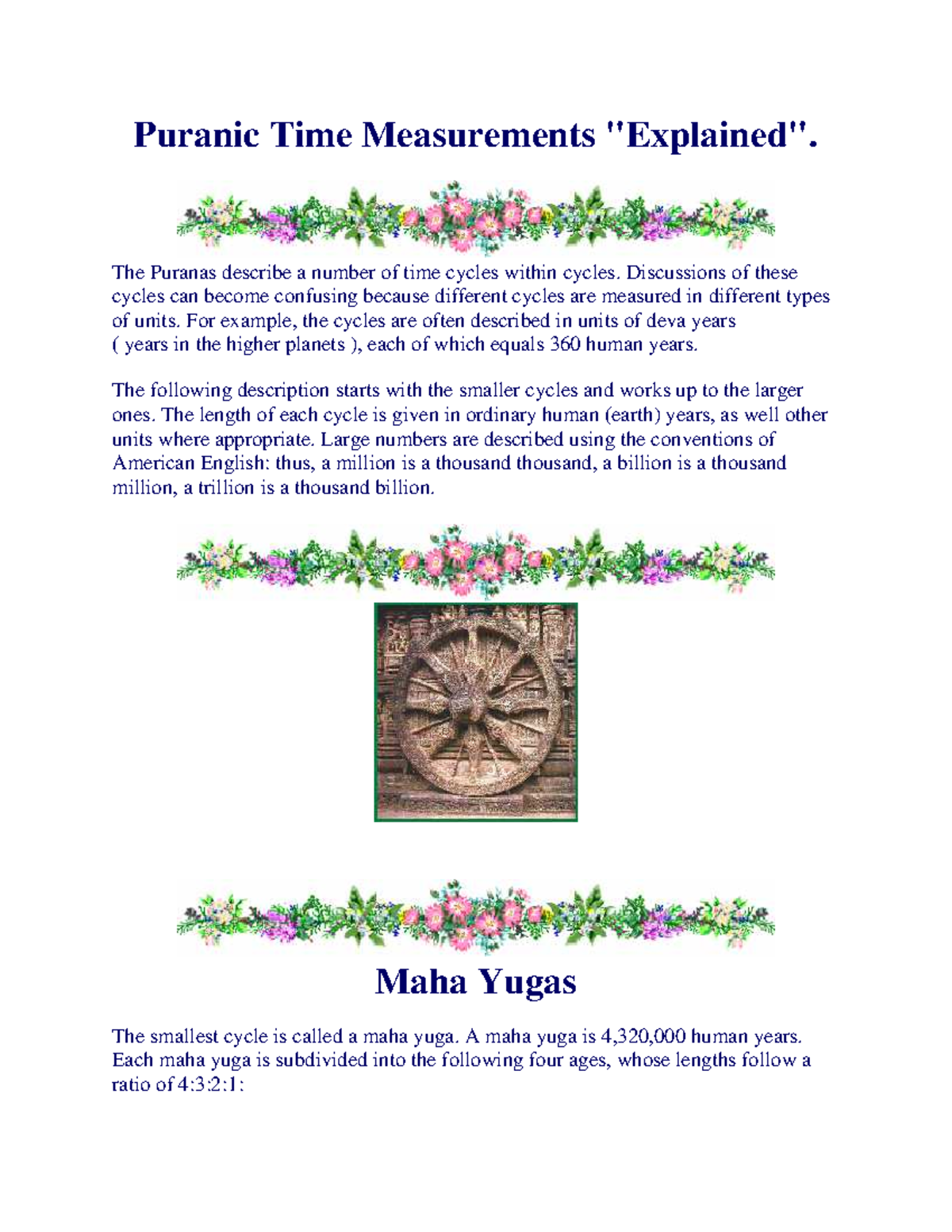 Puranic Time Measurements: Understanding Maha Yugas and Cycles - Studocu