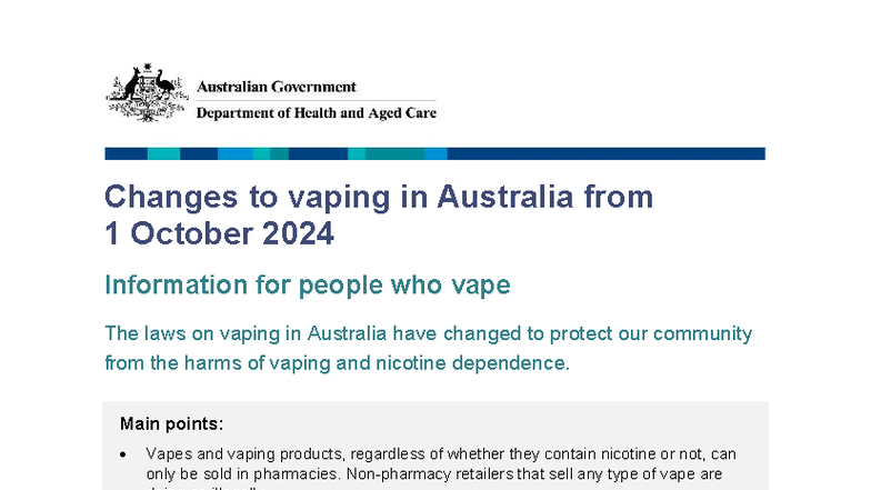 Changes to Vaping Laws in Australia from 1 Oct 2024 - Studocu