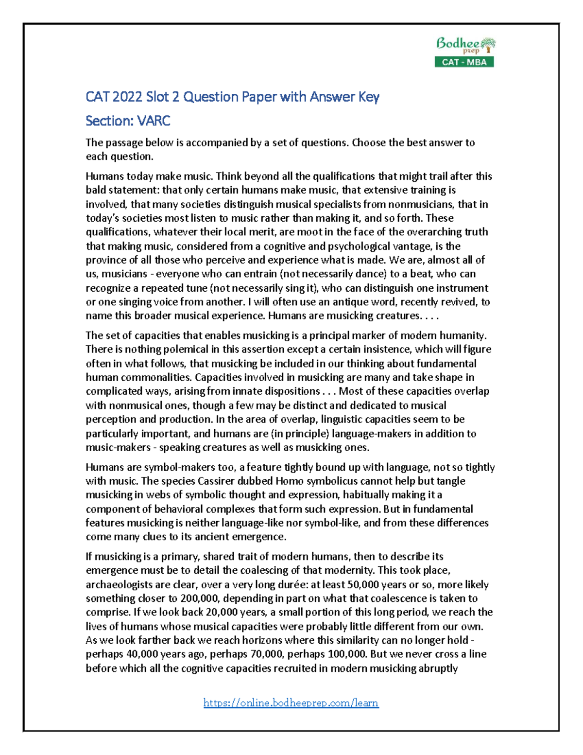 CAT 2022 Slot 2 Question Paper with Answer Key: VARC & DILR Sections ...