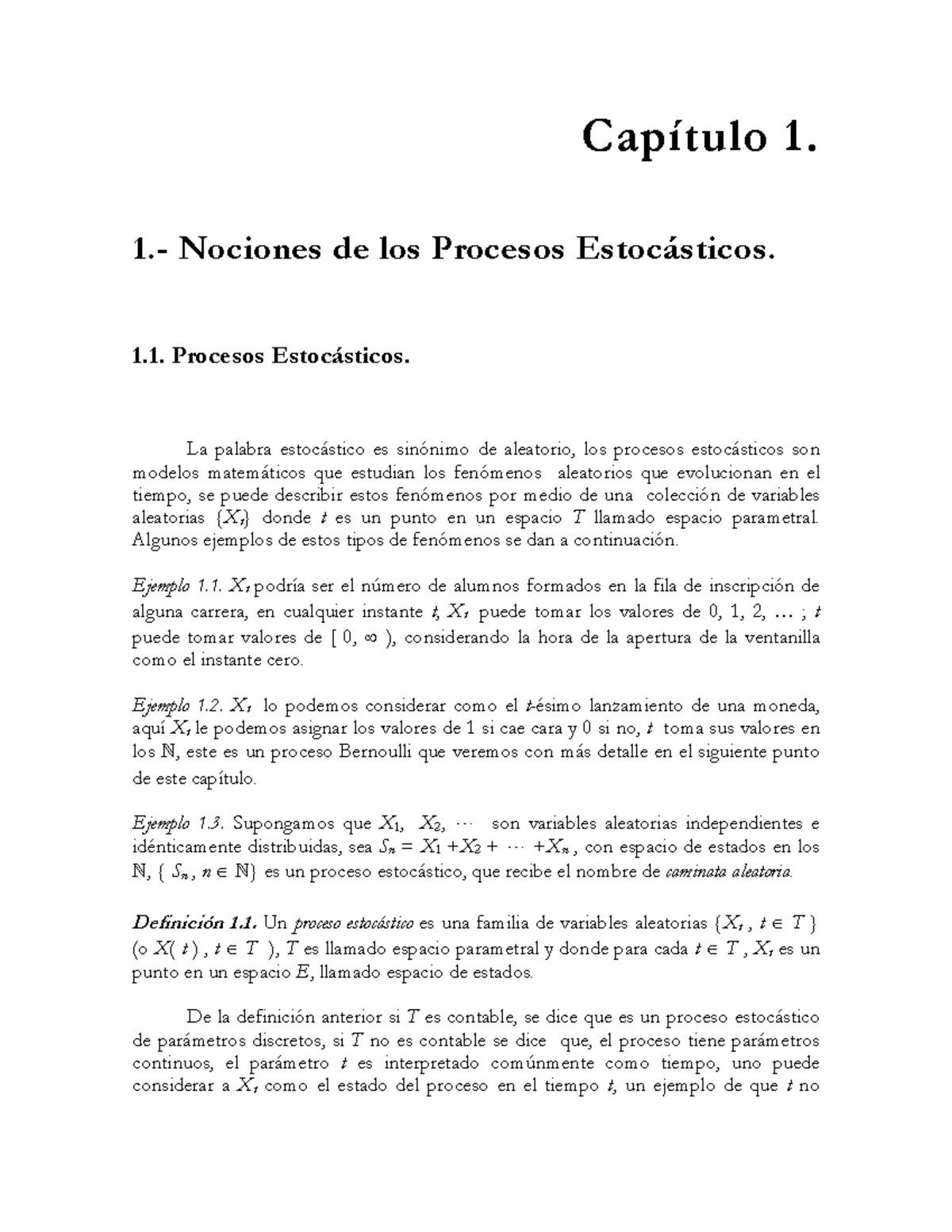 Capítulo 1: Introducción a los Procesos Estocásticos (UNAM-Acatlán ...