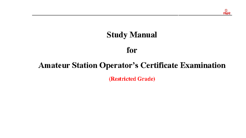 Ham Radio Study Manual: Restricted Grade Examination Guide - Studocu