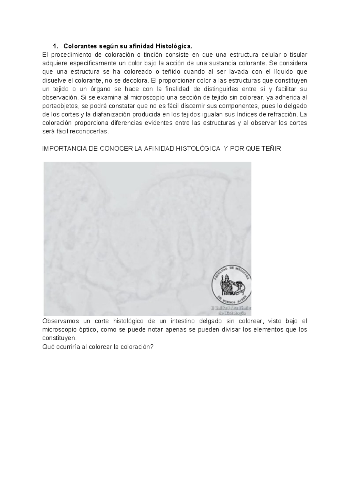 Colorantes Histológicos: Afinidad y Técnicas de Tinción - Studocu