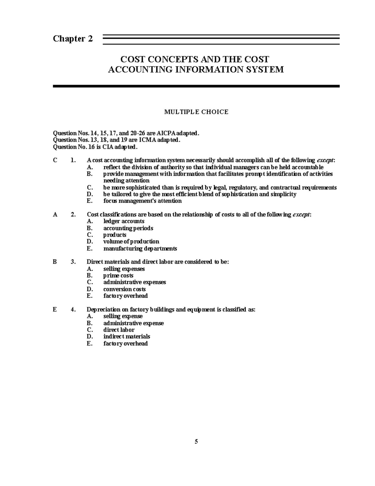 Cost Accounting Basic Activity - Chapter 2 COST CONCEPTS AND THE COST ...