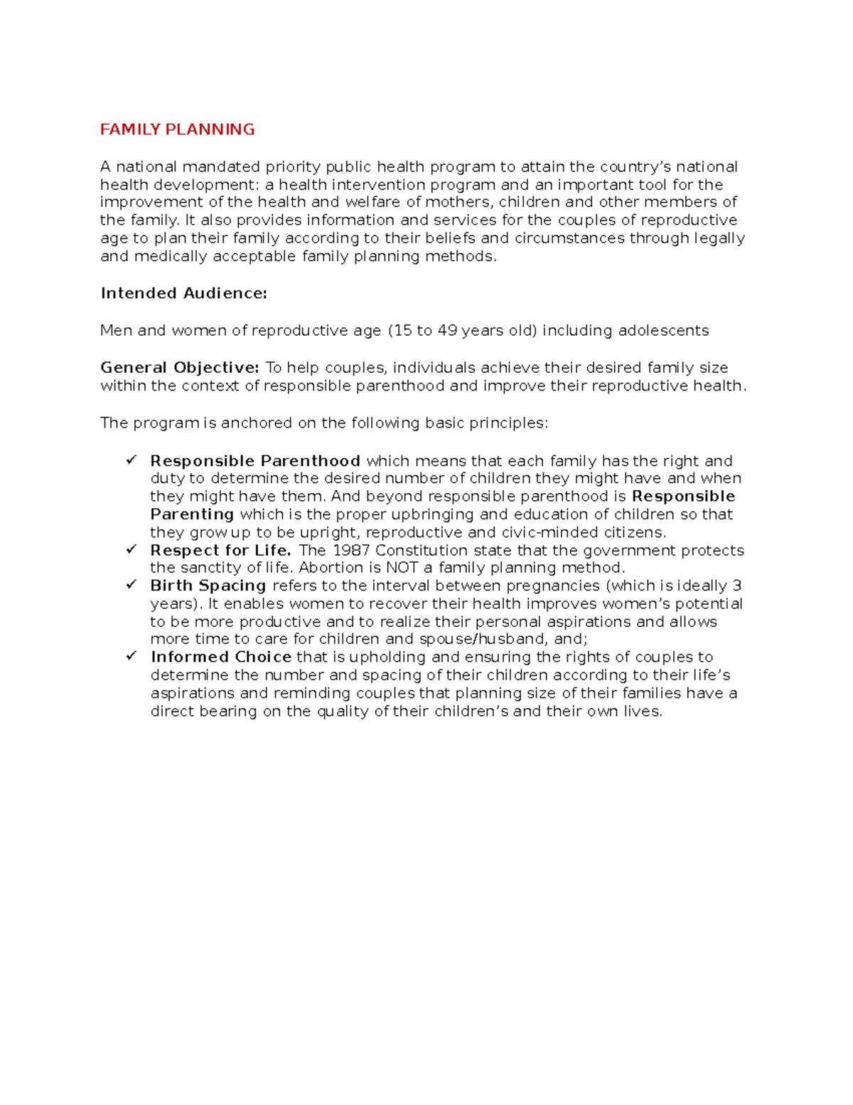 Case Study Prenatal Care, Family Planning - FAMILY PLANNING Case ...