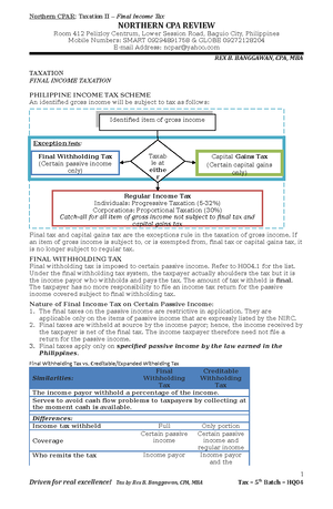REO Regular Income Tax - Gross Income - INCOME TAXATION REX B ...