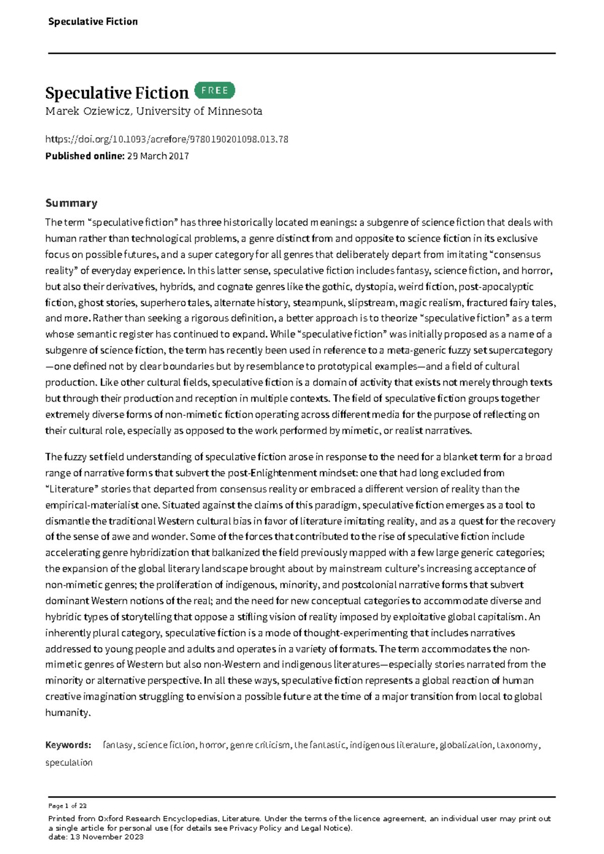 Speculative Fiction: A Comprehensive Overview of Its Evolution and ...