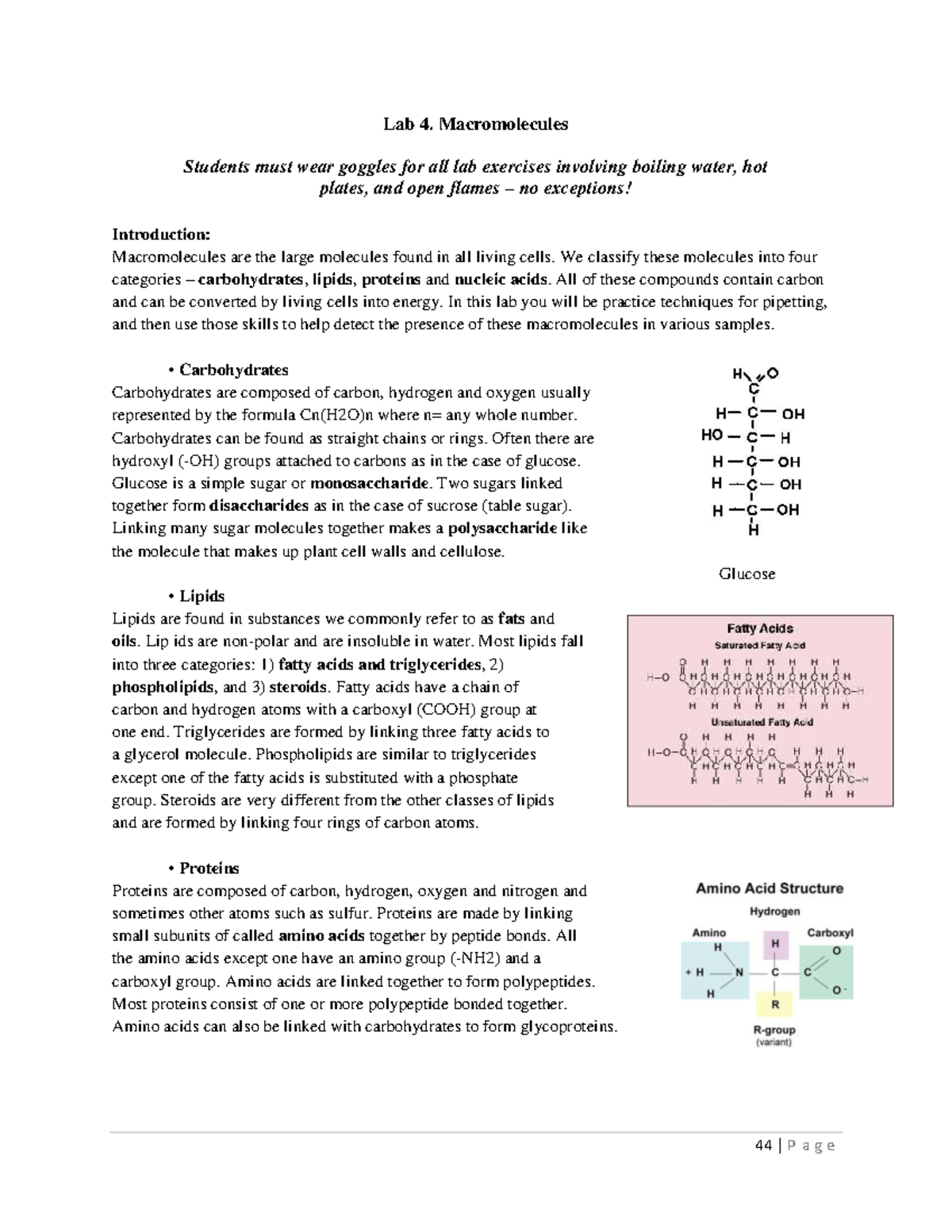 Lab 4: Detection of Macromolecules Using Pipettes - Studocu