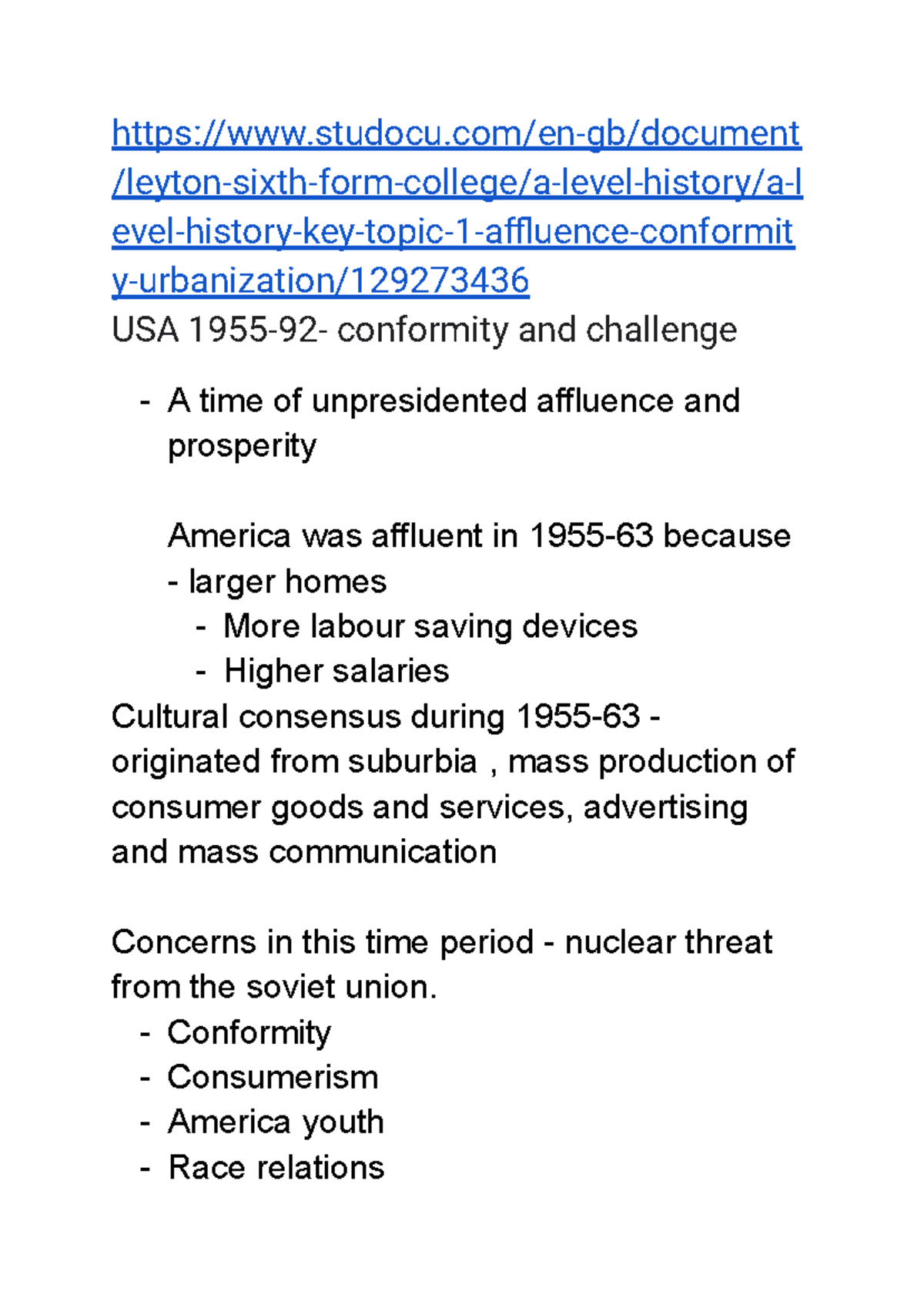 USA Conformity and Challenges: Affluence and Consumerism in the 1950s ...