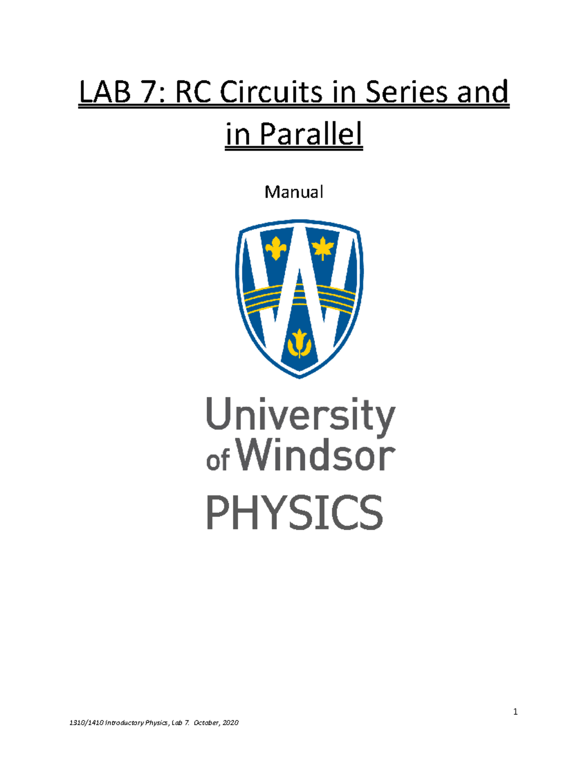 Lab 7: Analyzing Series and Parallel RC Circuits in Physics - Studocu