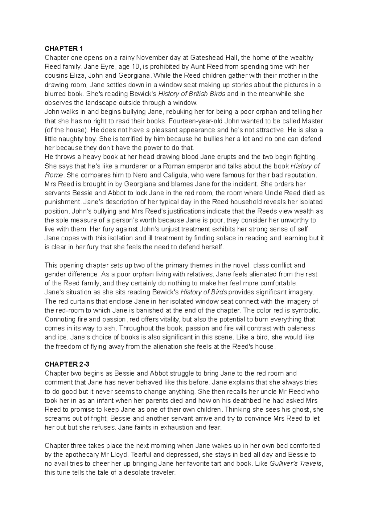 JANE EYRE - riassunti per capitoli di jane eyre - CHAPTER 1 Chapter one ...
