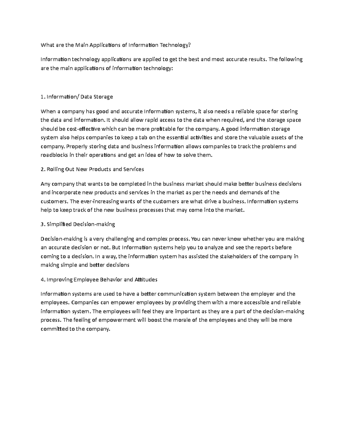 Applications of IT - Assignment - What are the Main Applications of ...