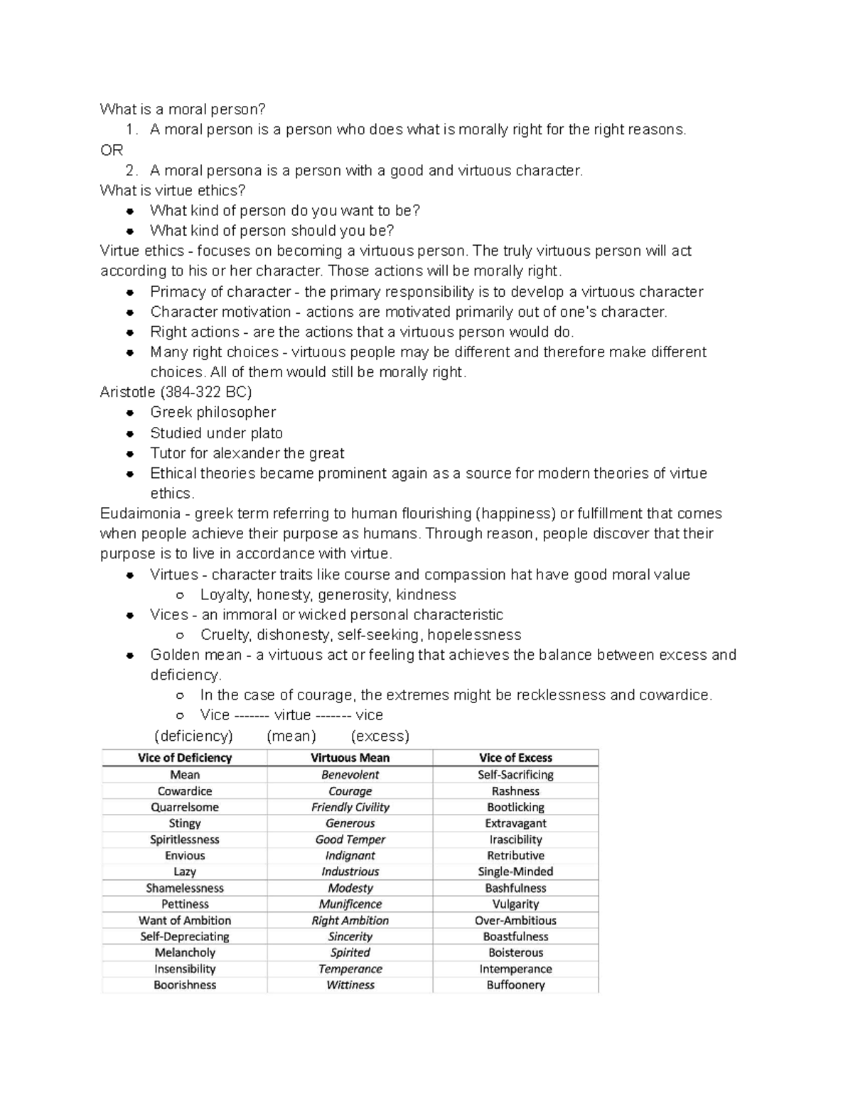 Virtue Ethics Overview - PHIL 101 Lecture Notes by Prof. McQuitty - Studocu