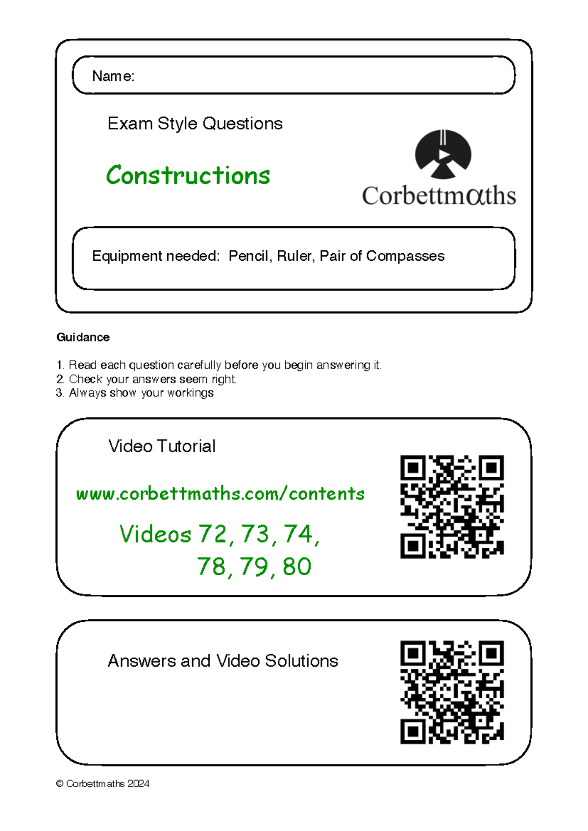 GCSE Constructions: Easy & Hard Past Questions & Guidance Notes - Studocu